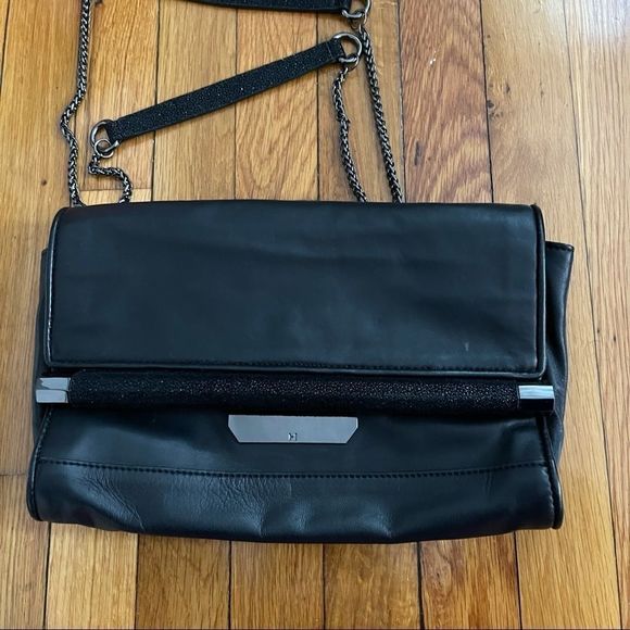 Halston Heritage | Bags | Halston Heritage Leather Black Shoulder Bag ...